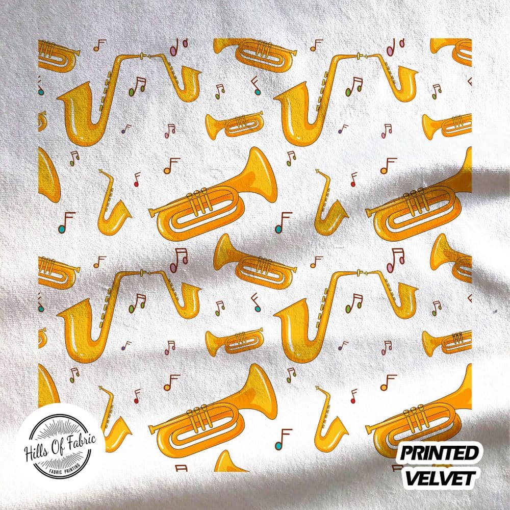 Trumpet pattern Music - Printed Fabric Panel
