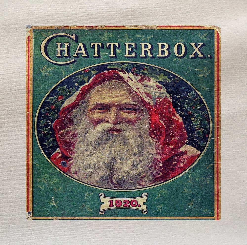 Vintage Santa Father Christmas Chatterbox Printed On Fabric