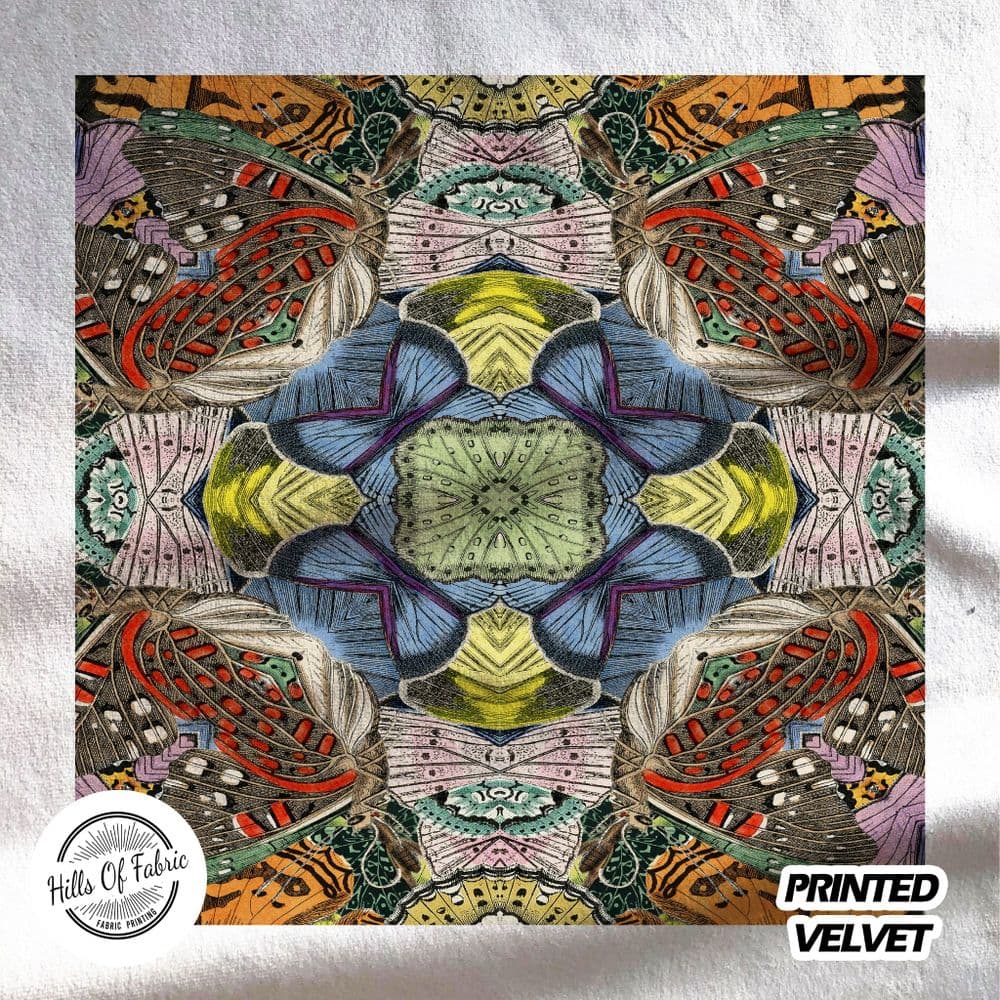 Vlue and yellow butterfly pattern - Printed Fabric Panel