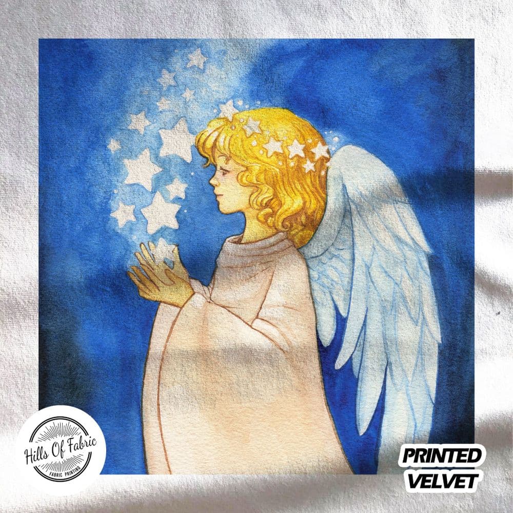 watercolour angel cherub - Printed Fabric Panel