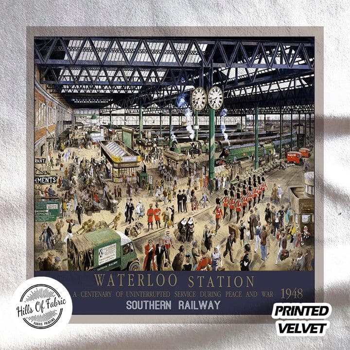 Waterloo station underground Rail - Printed Fabric Panel