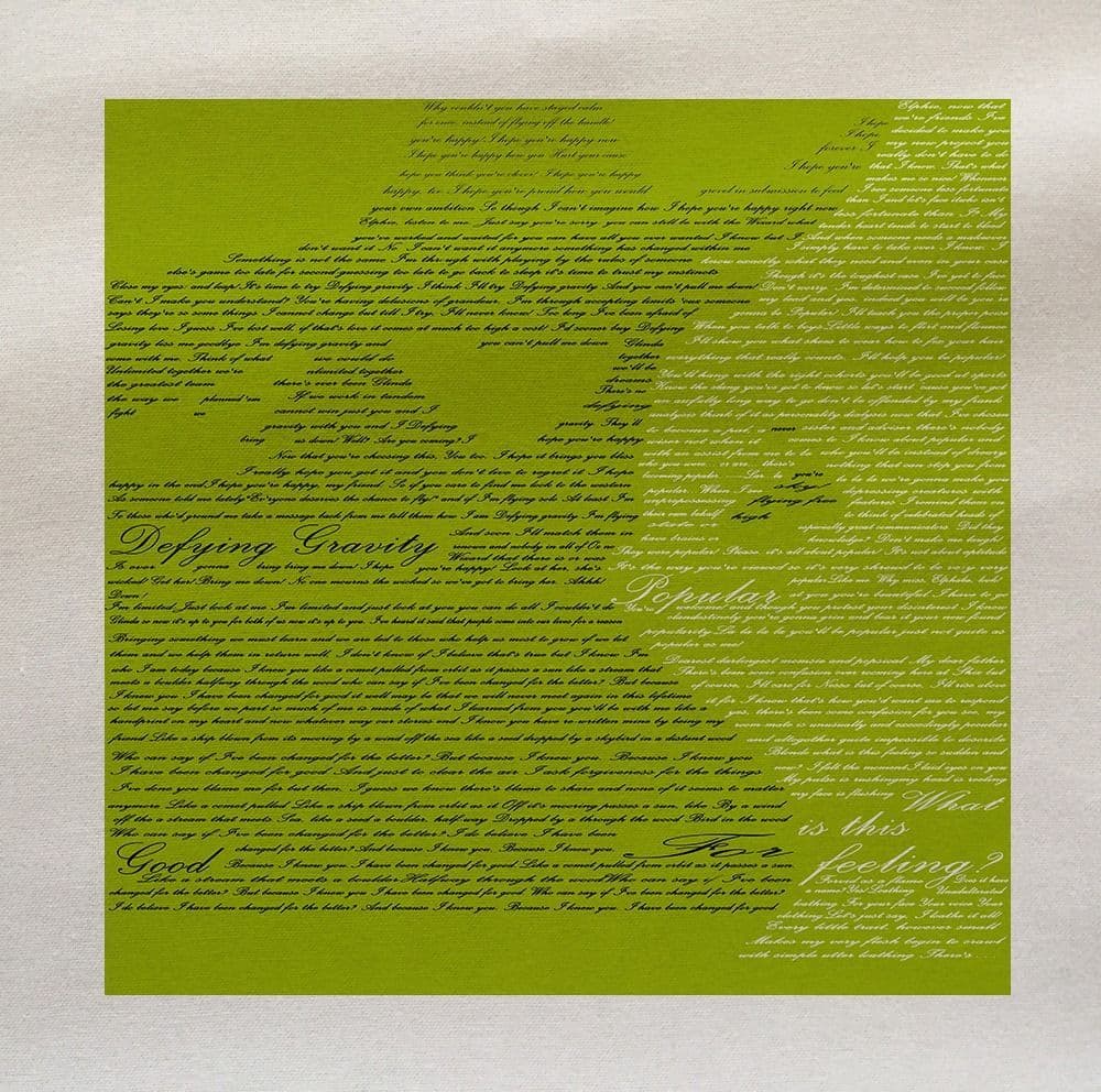 Wicked Musical Lyrics Songs - Fabric Panel