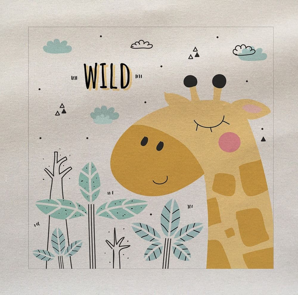 Wild Animals Zoo Giraffe Cute Printed Fabric Panel