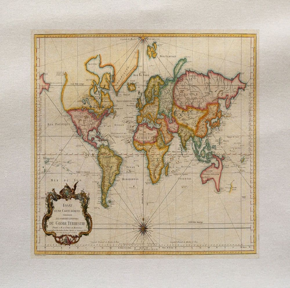 World colour Map - Printed Fabric Panel