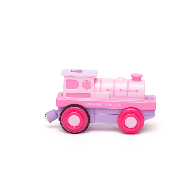 Powerful Pink Loco Battery Operated Wooden Train