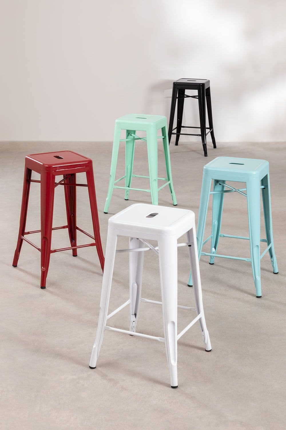 Tolix Classic Stool 65cm - Burgundy Red