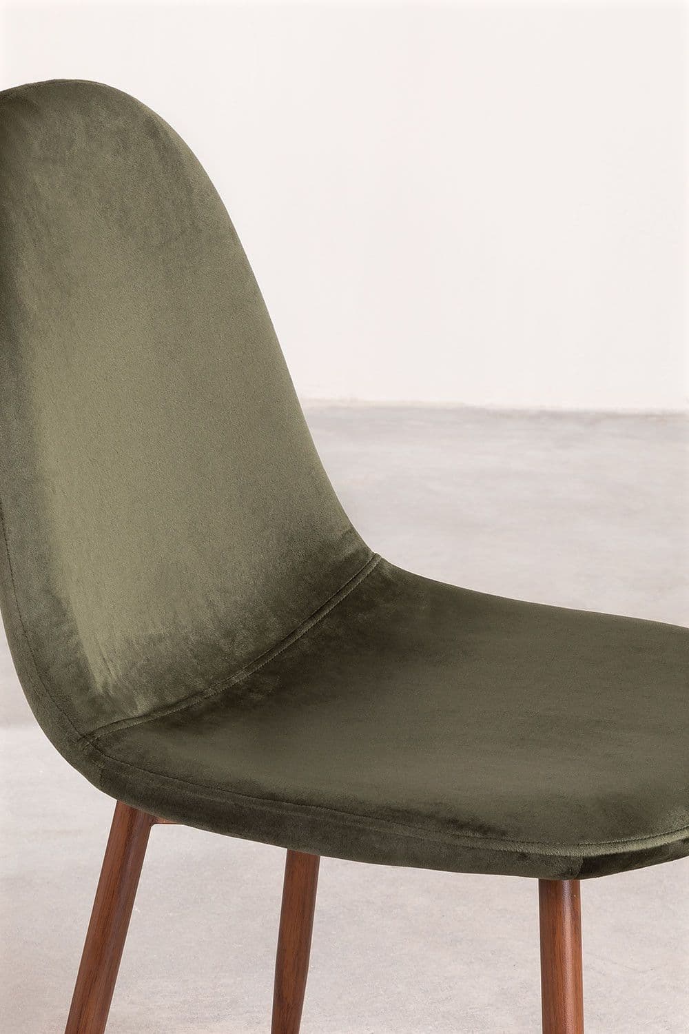 Trend Velvet Chair with Dark Wood Leg - Khaki