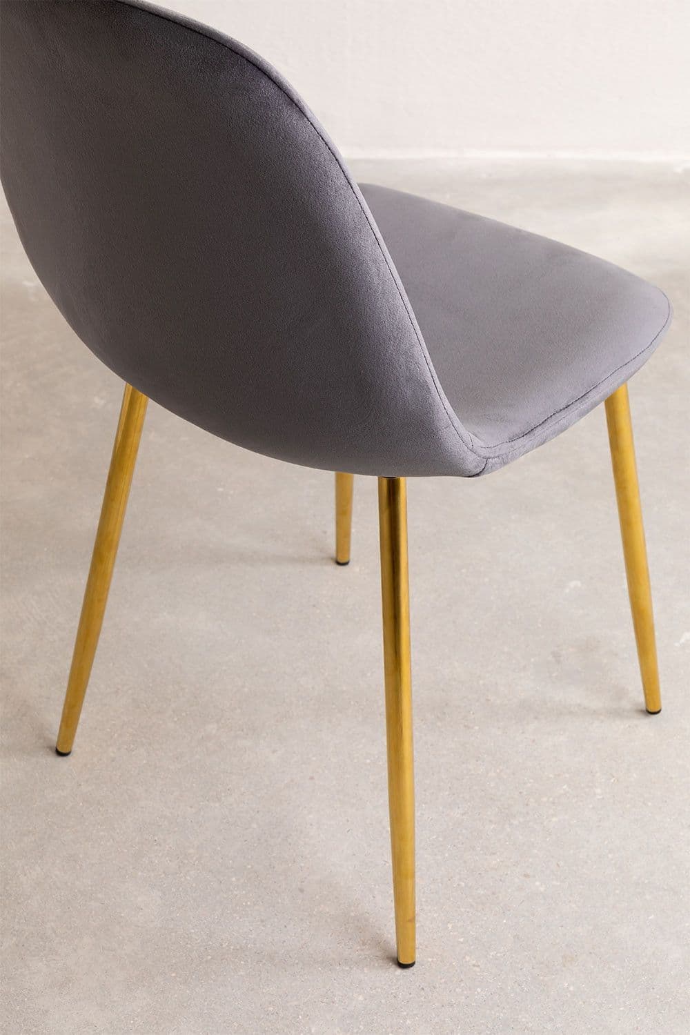 Trend Velvet Chair with Golden Leg - Dark Grey Pack of 4