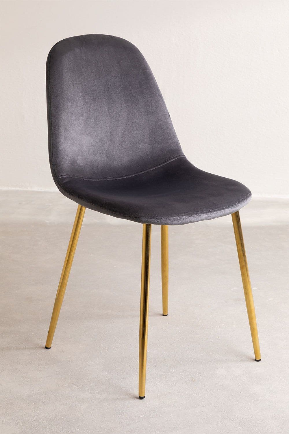 Trend Velvet Chair with Golden Leg - Dark Grey Pack of 4