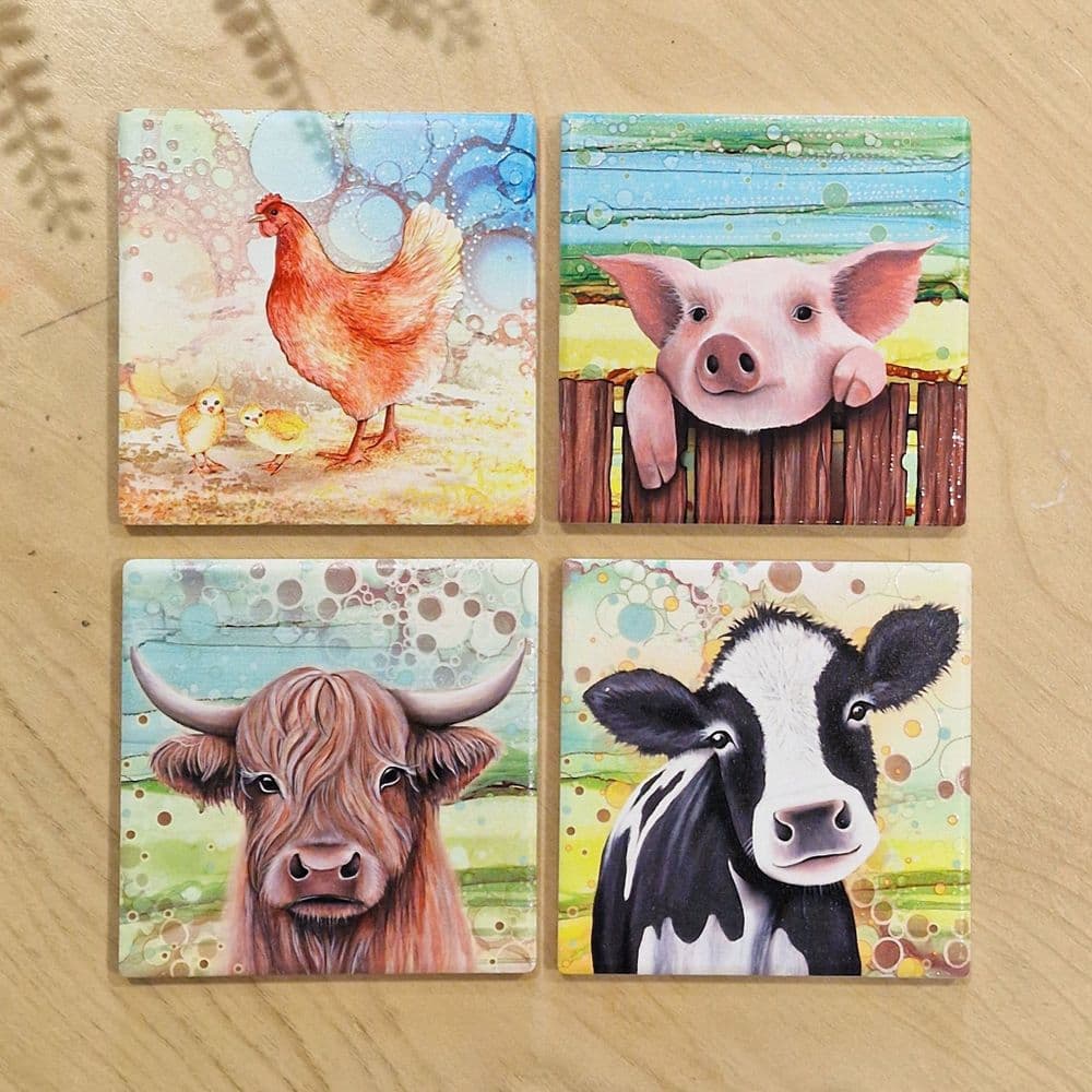 Farm Animal Set of Coasters