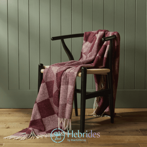 Berry check wool throw