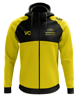 Rothwell Harriers Cut Sew Zip Hoodie Yellow/Black - Adults