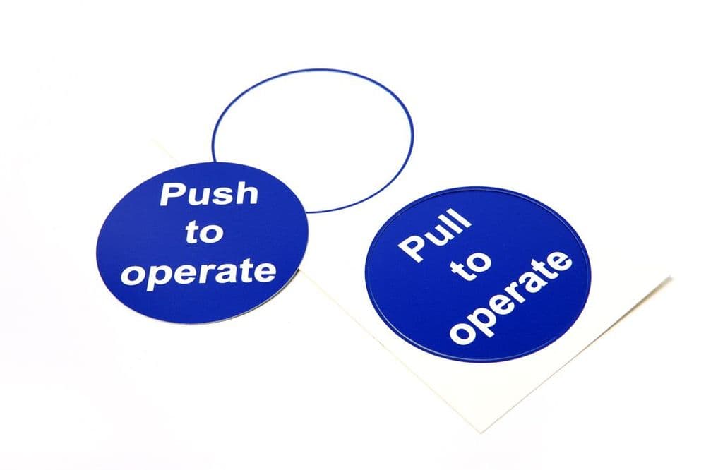 Label "Push to open"