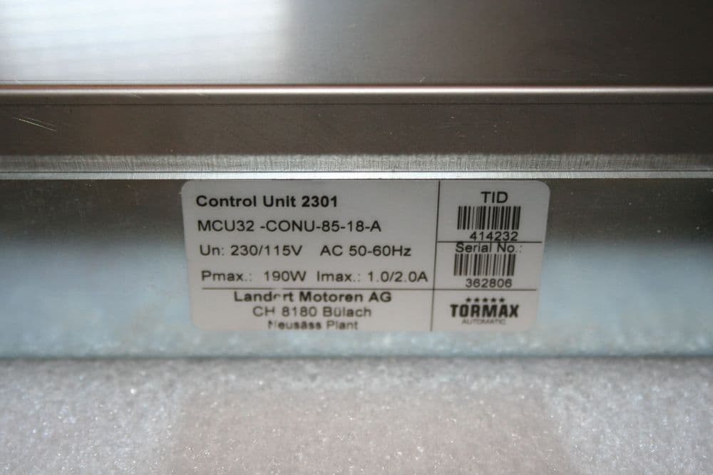 Tormax 2301 control unit complete