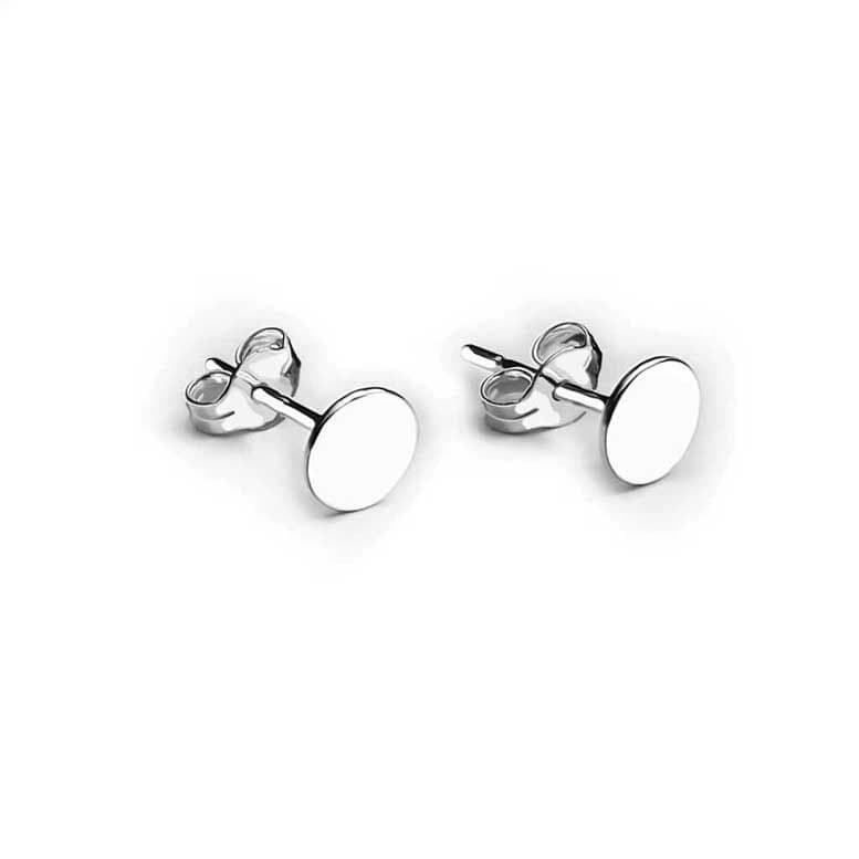 Sterling Silver Round Flat Disc Studs