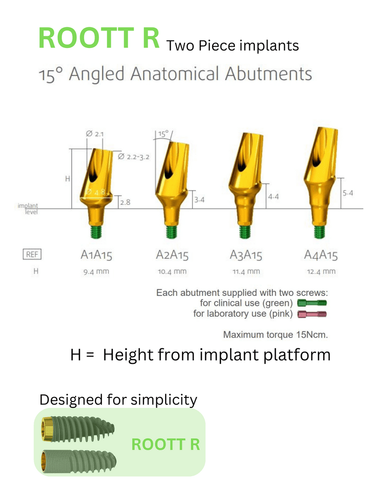 ROOTT R - A1A15 - 15 degree Anatomical Abutment Ti