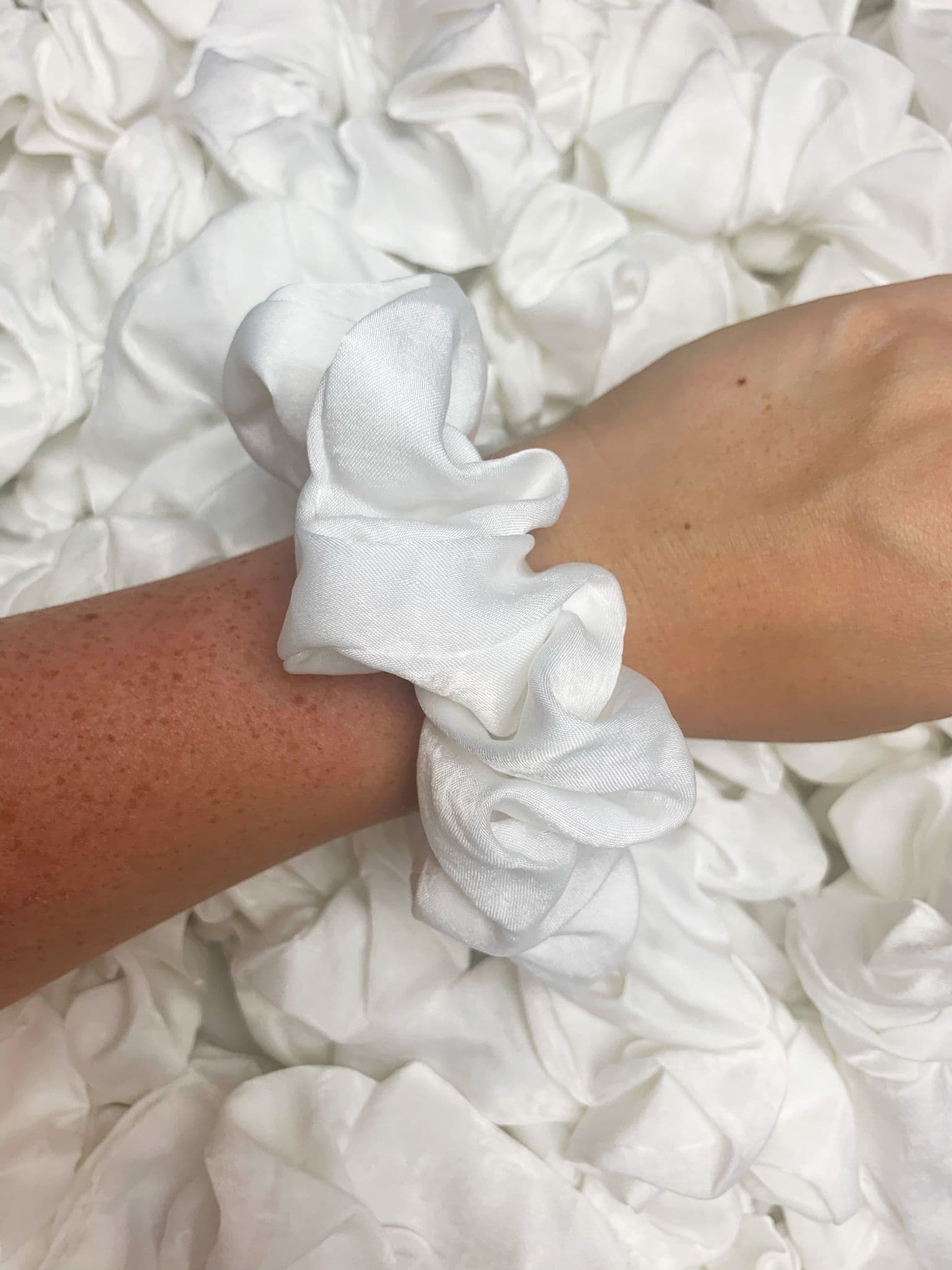 Classic Satin Scrunchie - White