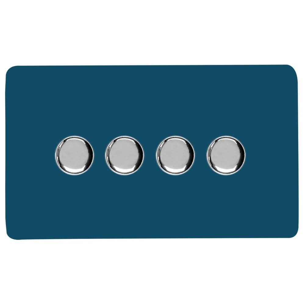 Trendi 4 Gang 1 or 2 way 150w Rotary LED Dimmer Modern Designer Light ...