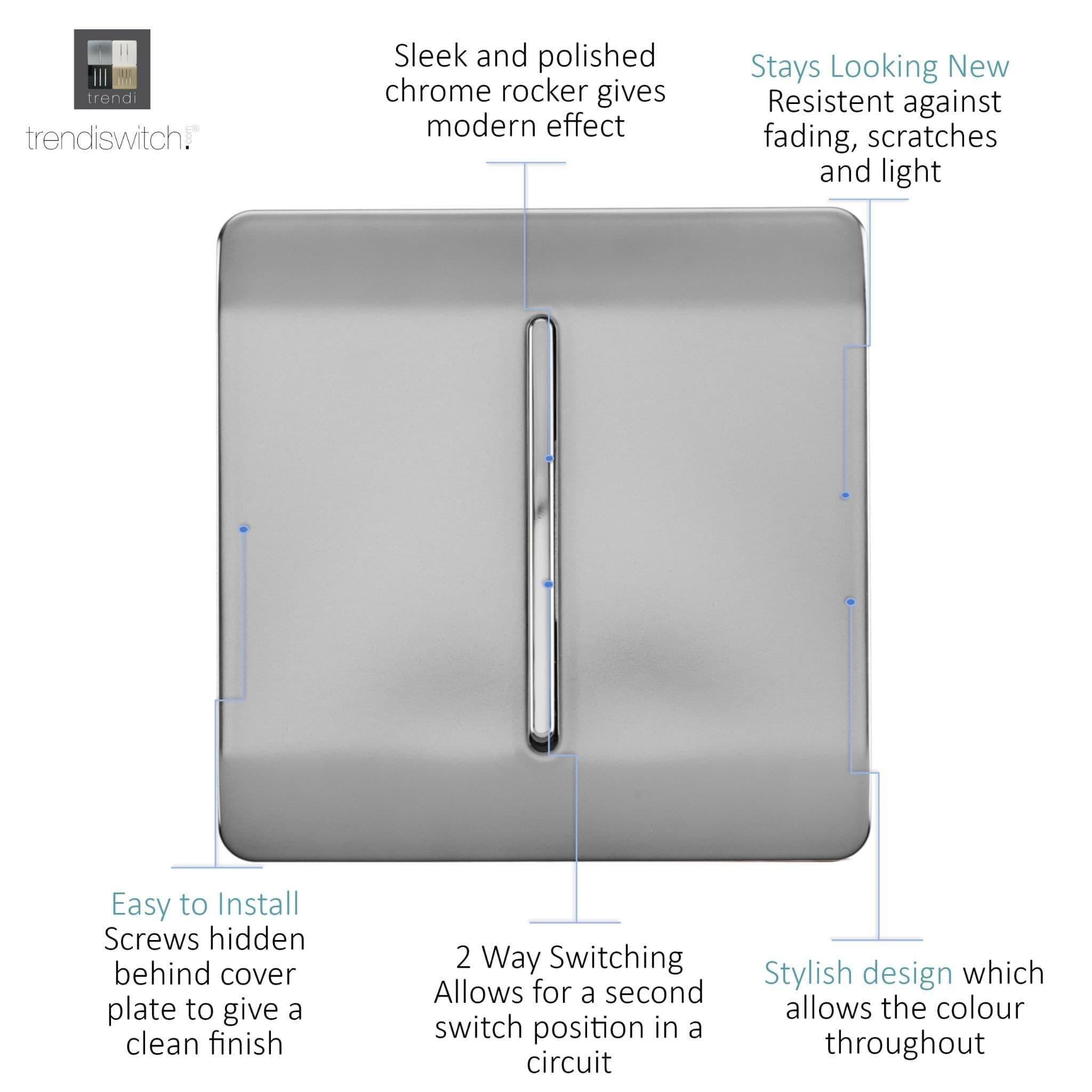 Trendi Switch 1 Gang 1 or 2 way Rocker Modern Designer Light Switch in ...