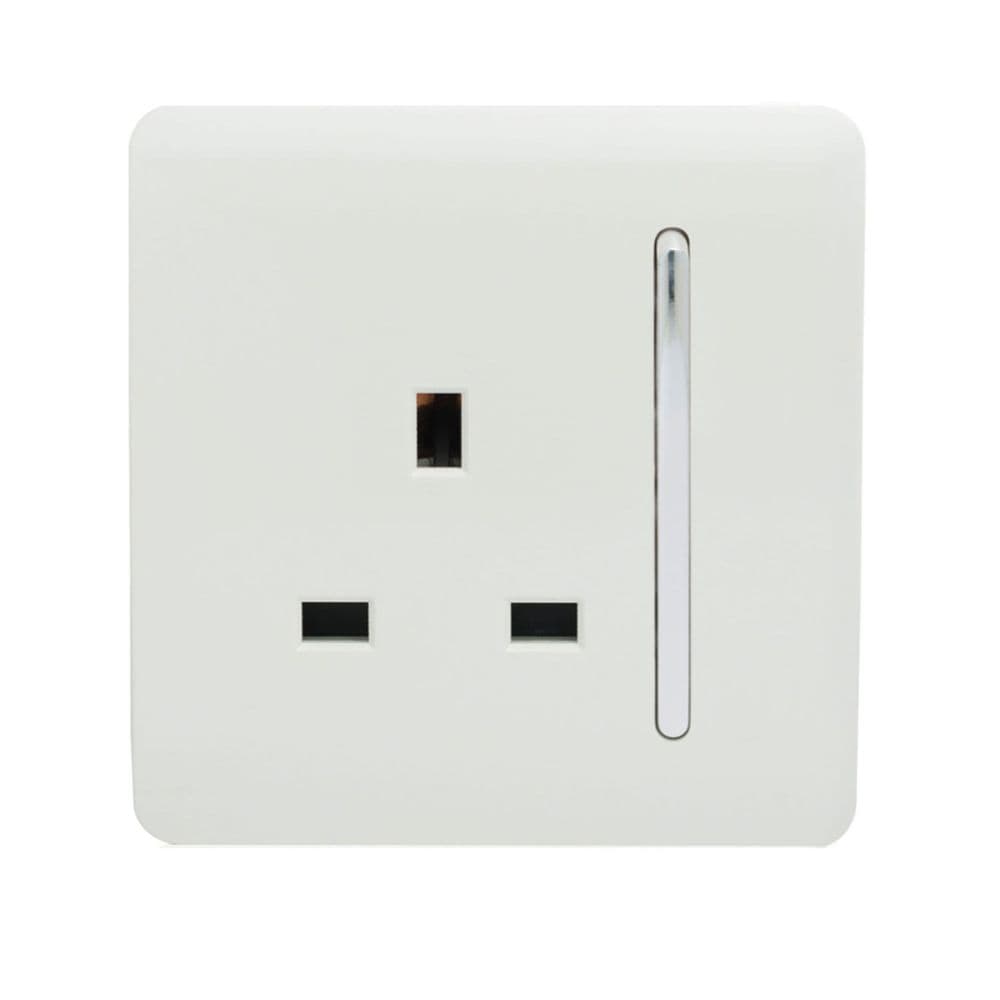 Trendi Switch 1 Gang 13 Amp Switched Modern Designer Plug Socket in Ice ...