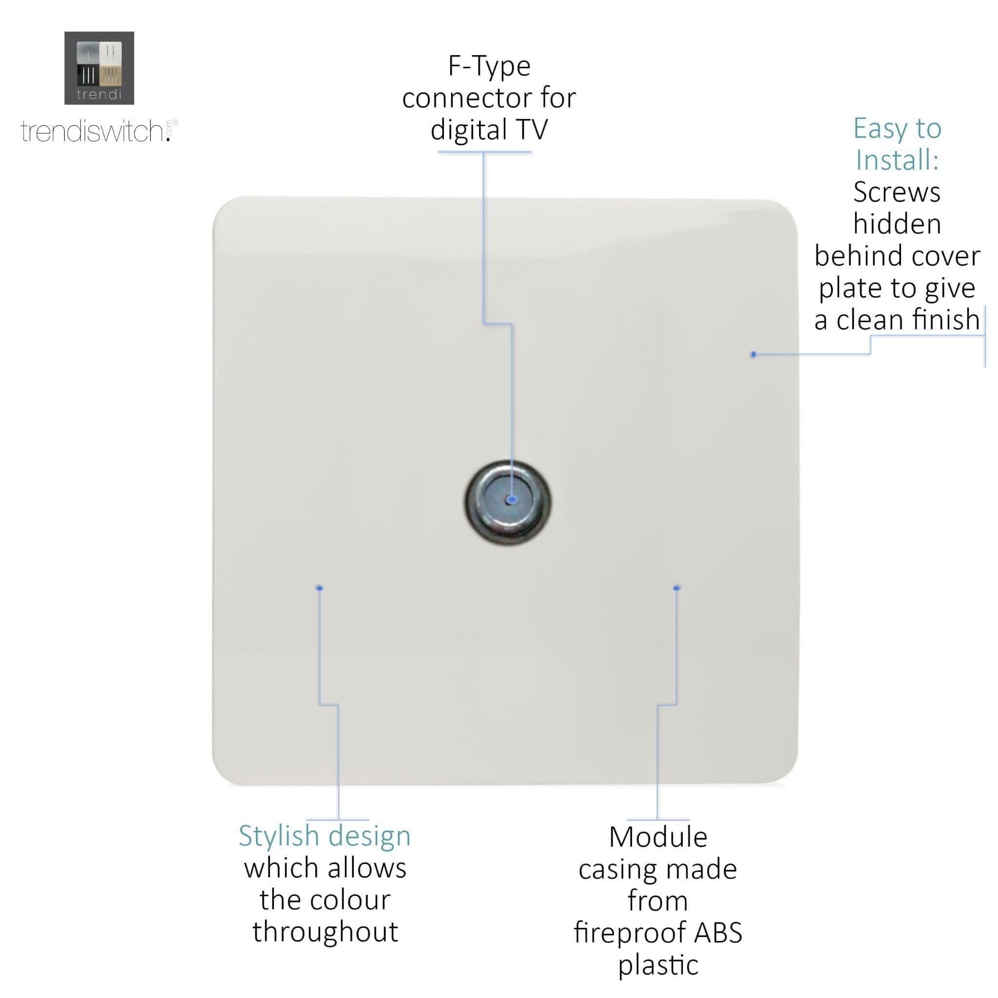 Trendi Switch 1 Gang Female Co-Axial Modern Designer Television Socket ...