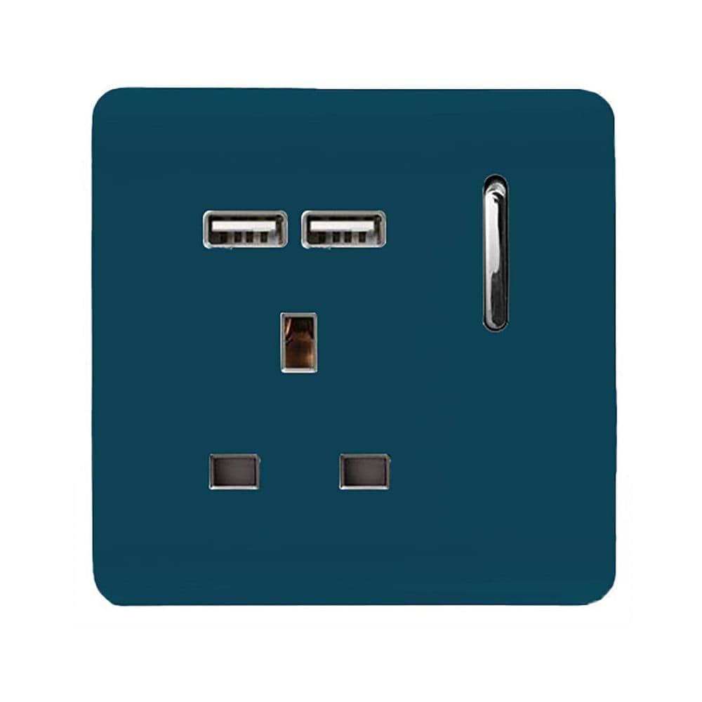Trendi Switch 1 Gang USB 2100mA Modern Designer Plug Socket in Midnight ...