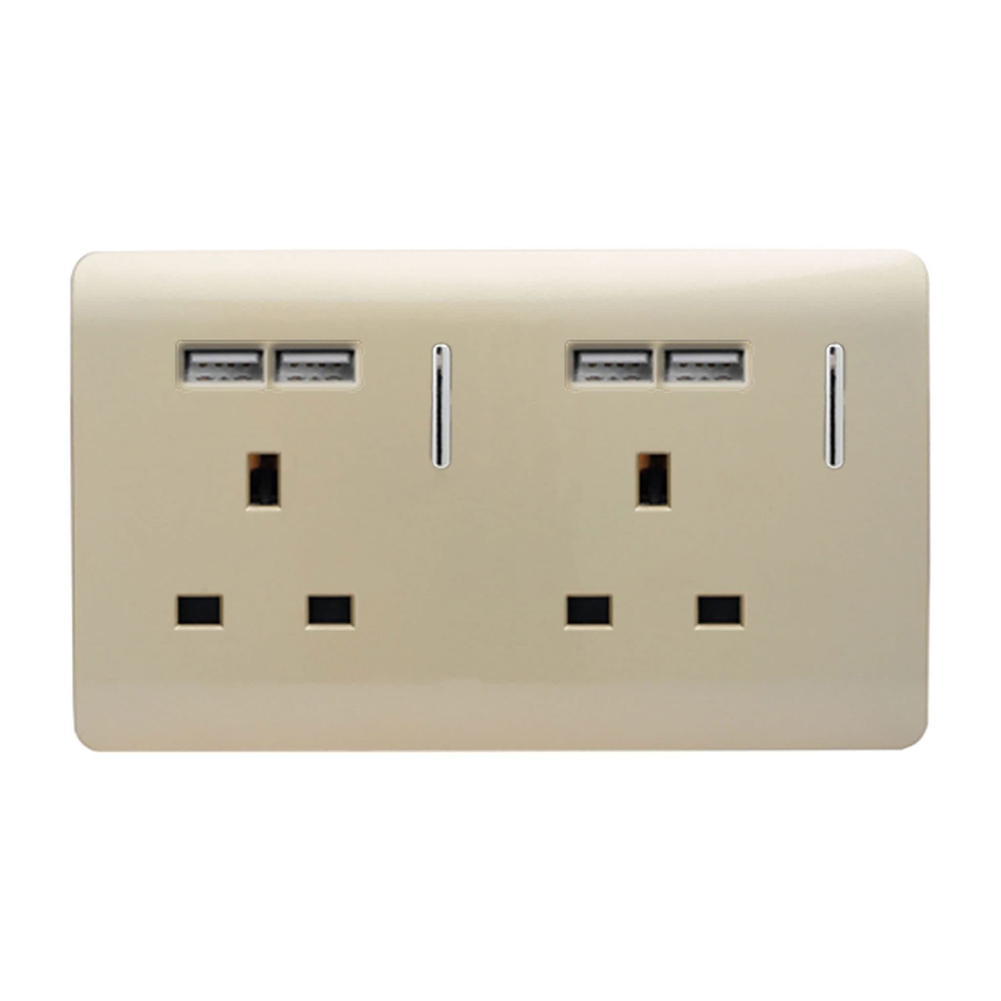 Trendi Switch 2 Gang 4 Port USB 2100mA Modern Designer Plug Socket in ...