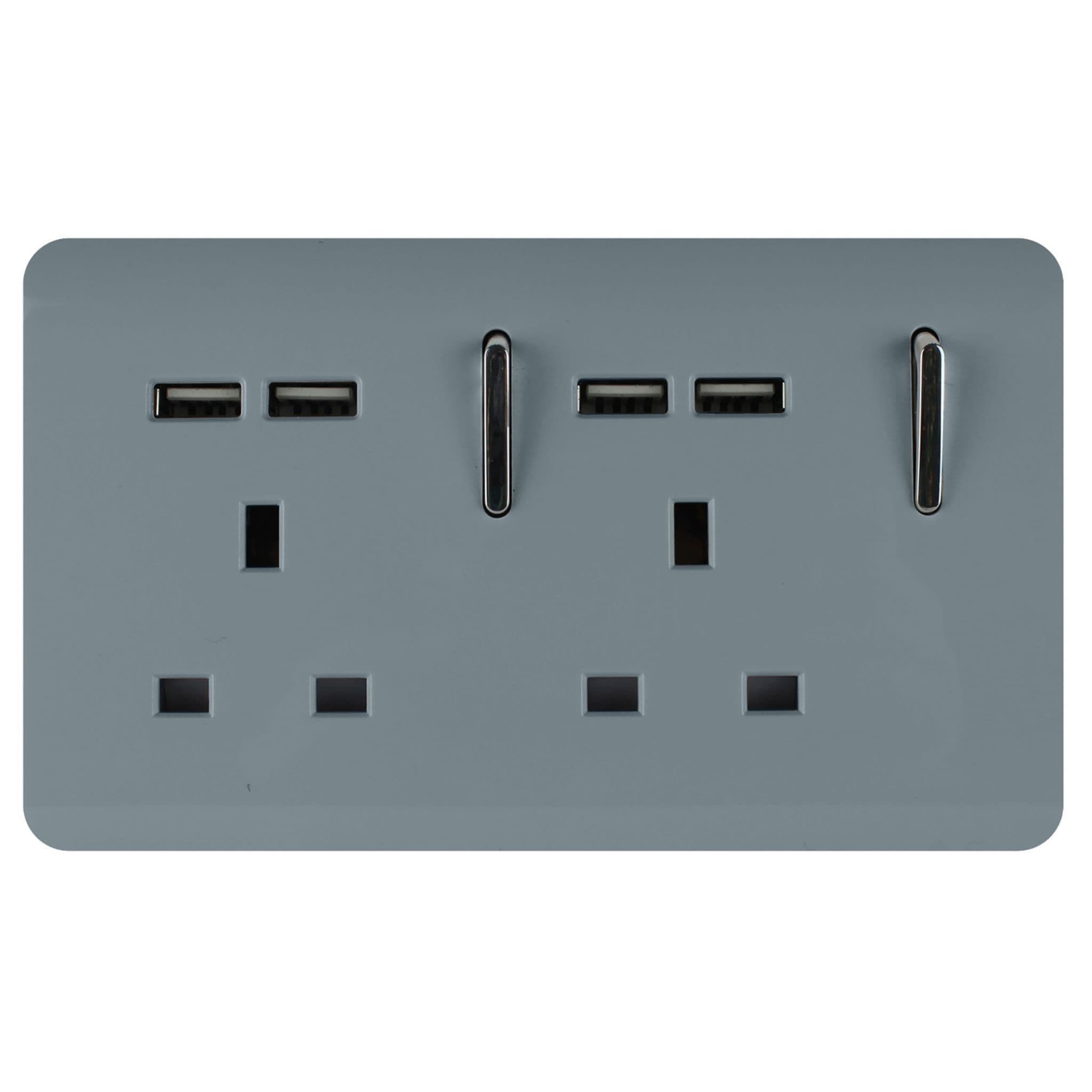 Trendi Switch 2 Gang 4 Port USB 2100mA Modern Designer Plug Socket in ...