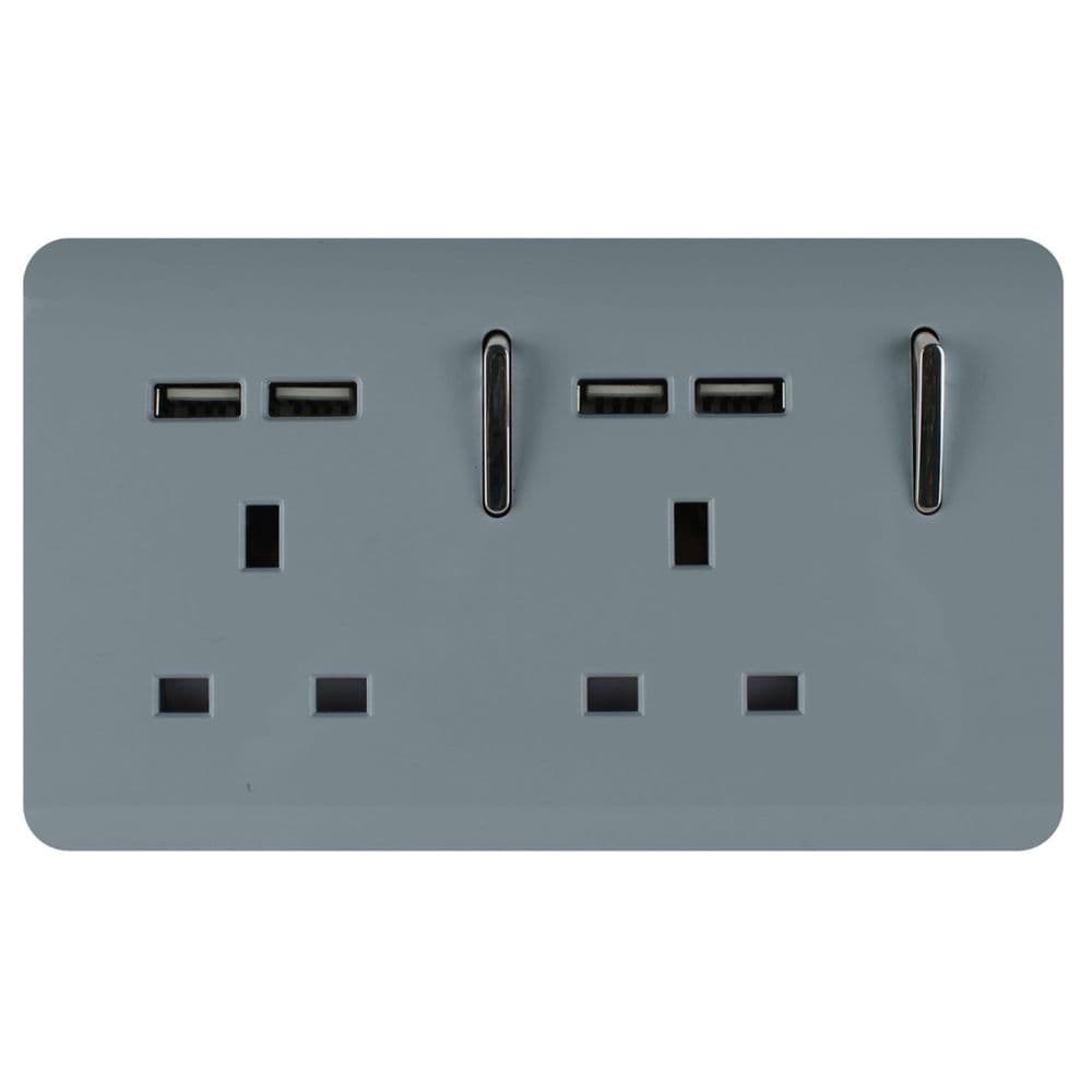 Trendi Switch 2 Gang 4 Port USB 2100mA Modern Designer Plug Socket in ...