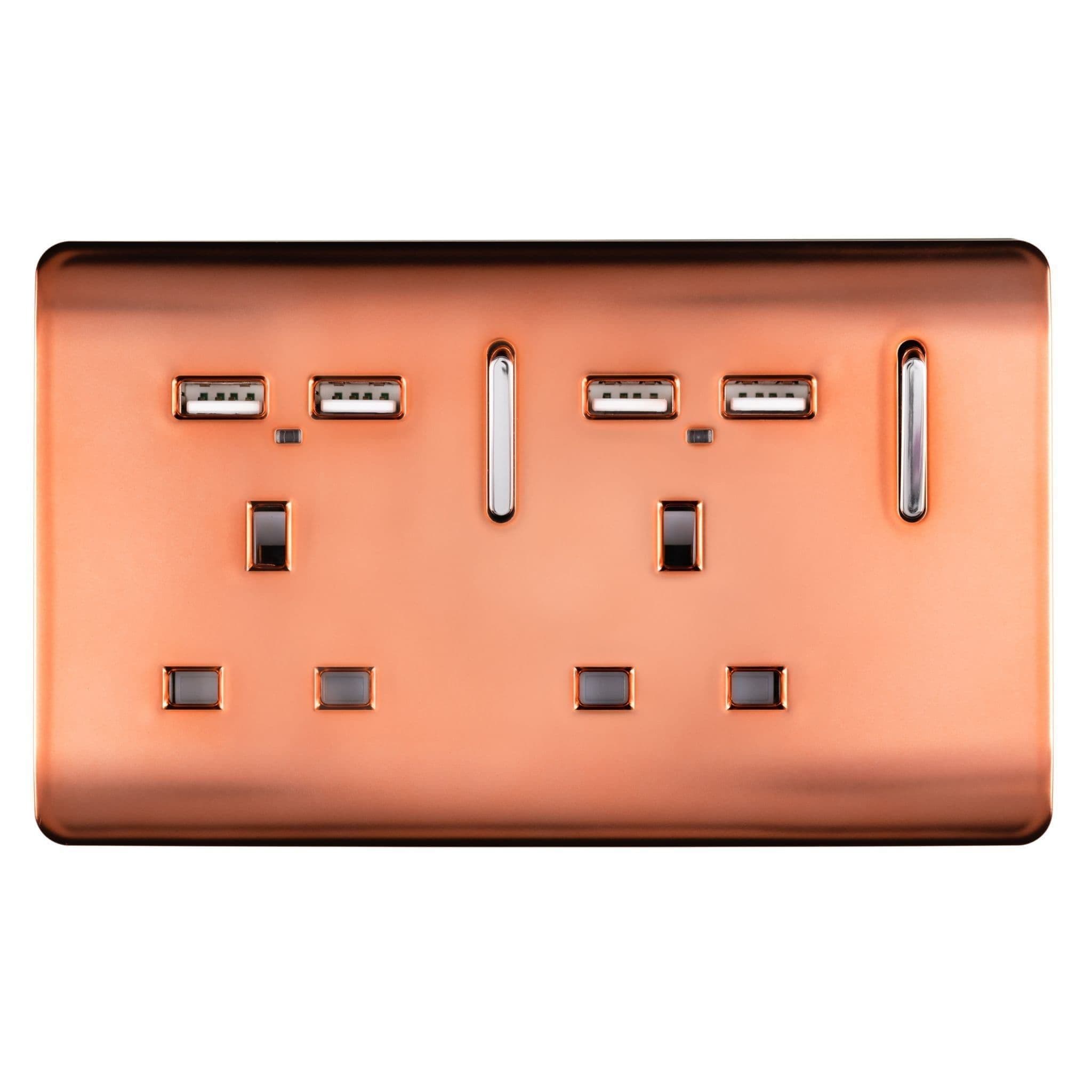 Trendi Switch 2 Gang 4 Port USB 2100mA Modern Designer Plug Socket in ...