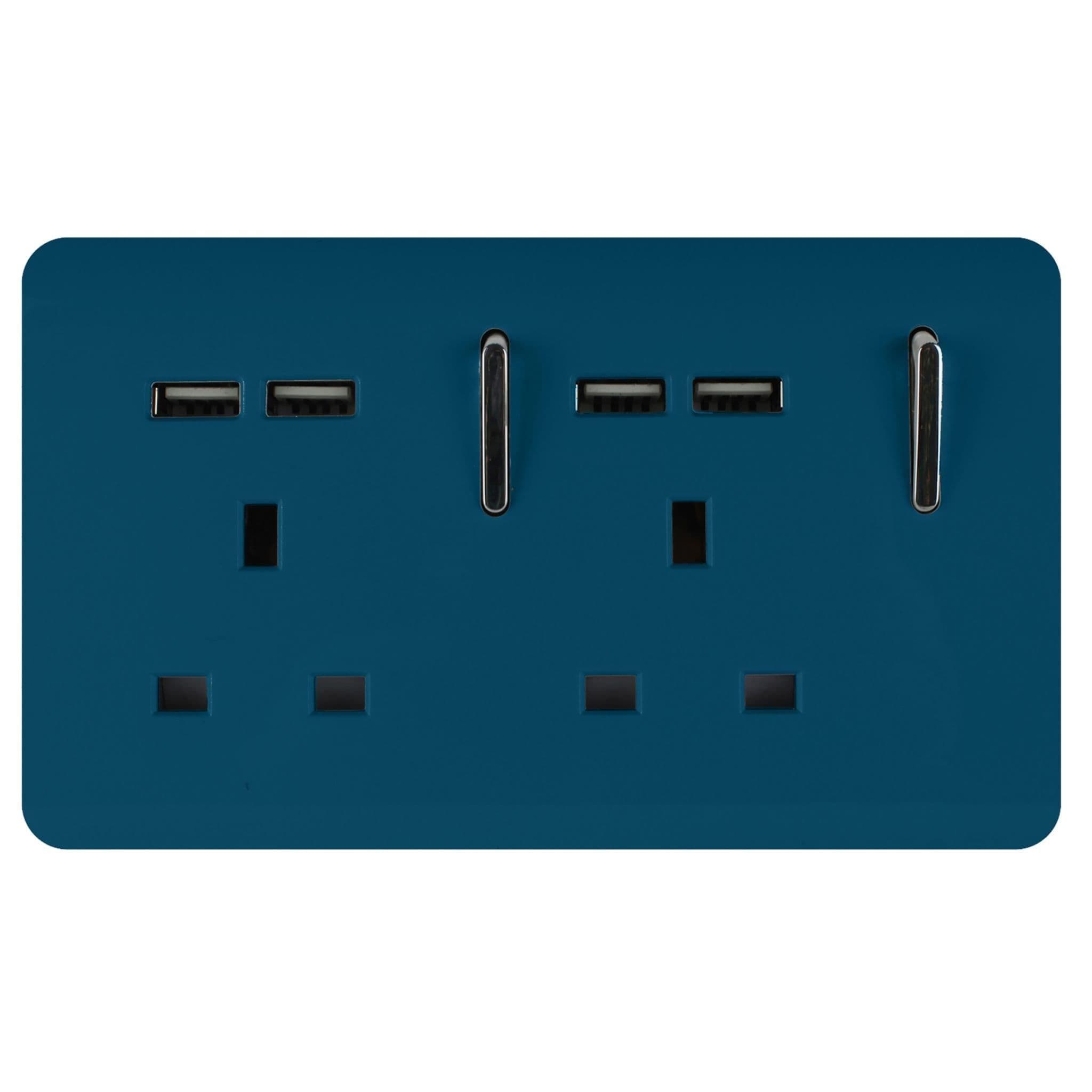 Trendi Switch 2 Gang 4 Port USB 2100mA Modern Designer Plug Socket in ...