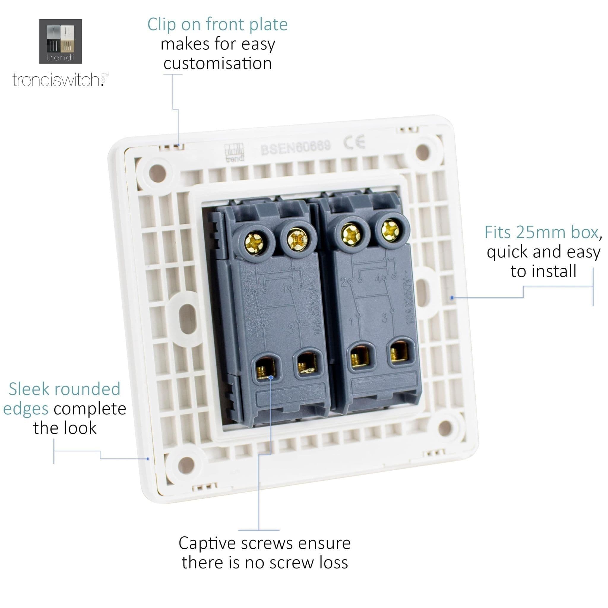 Trendi Switch 2 Gang Intermediate Rocker Modern Designer Light Switch ...