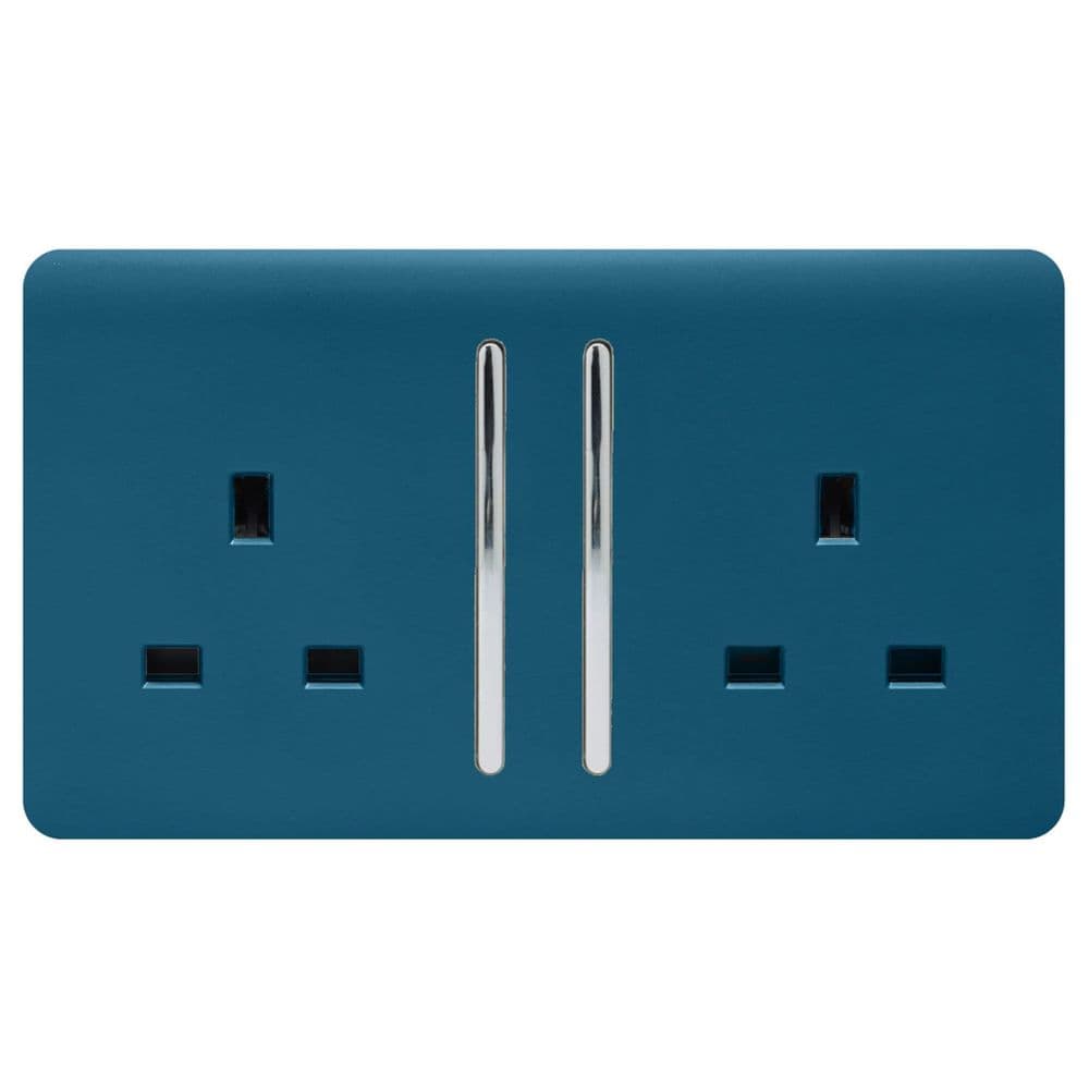 Trendi Switch 2 Gang Midnight Blue Double Plug Socket Modern Designer ...