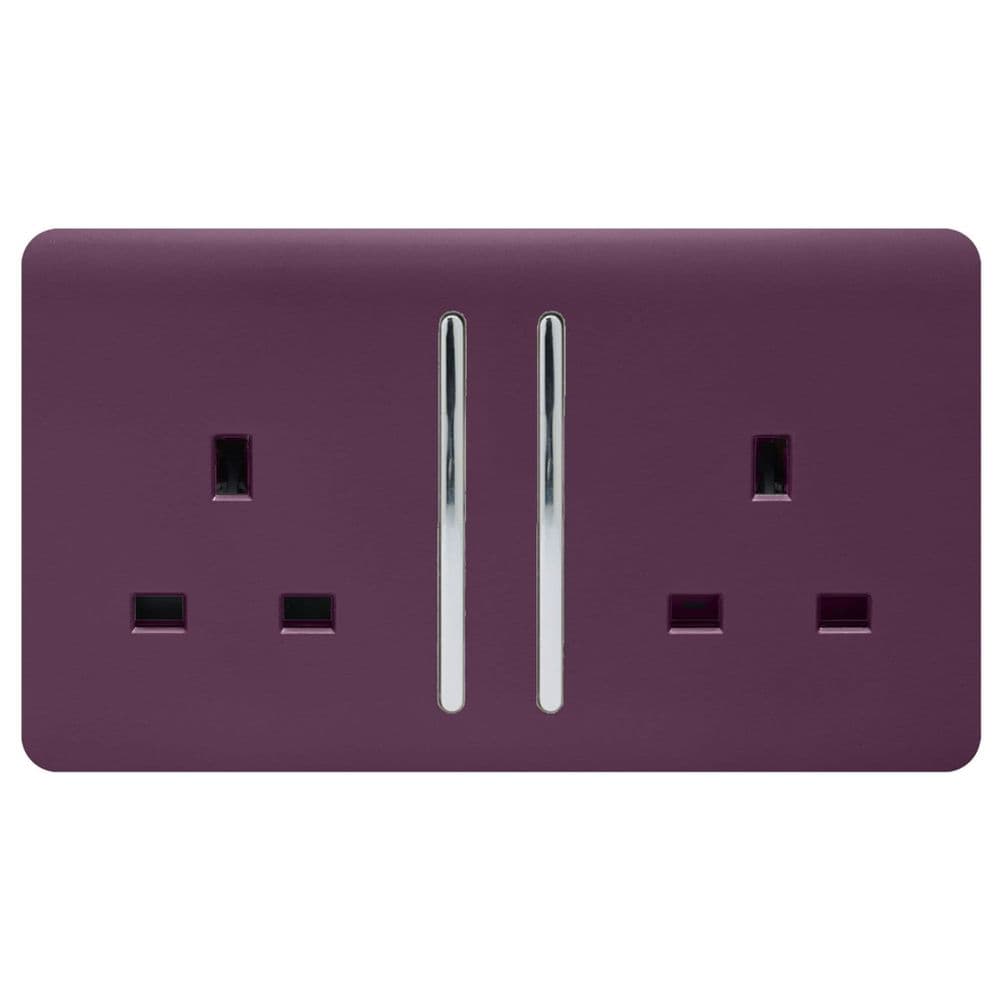 Trendi Switch 2 Gang Plum Purple Double Plug Socket Modern Designer ...