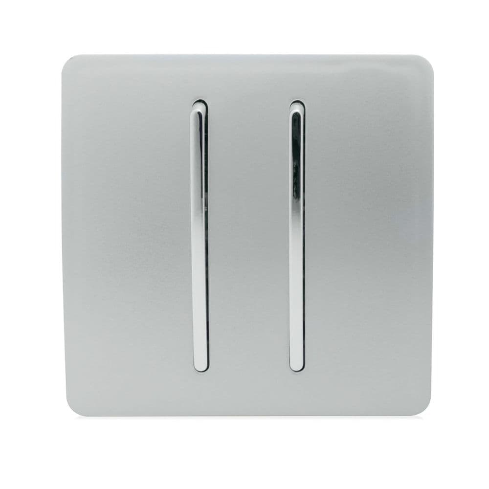 Trendi Switch 2 Gang Retractive Home Automation Switch in Platinum Silver