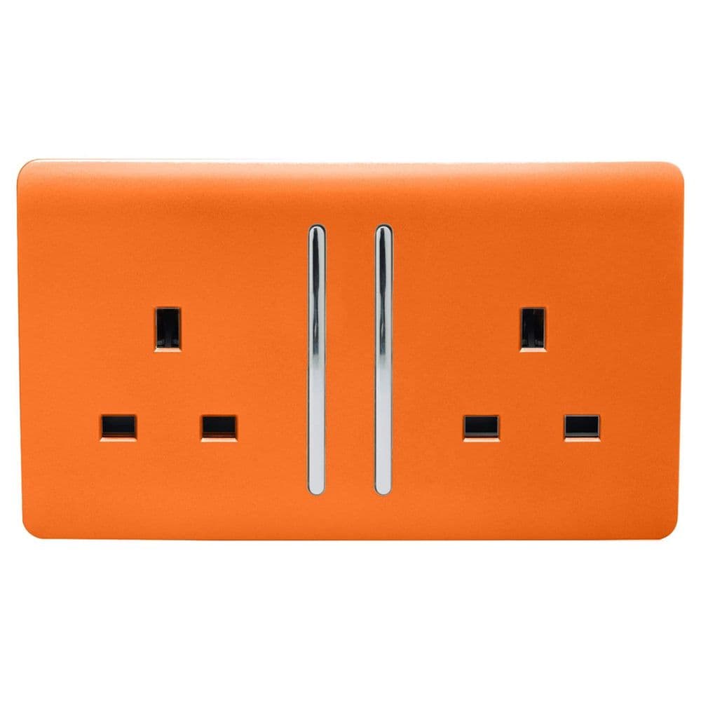 Trendi Switch 2 Gang Sunset Orange Double Plug Socket Modern Designer ...