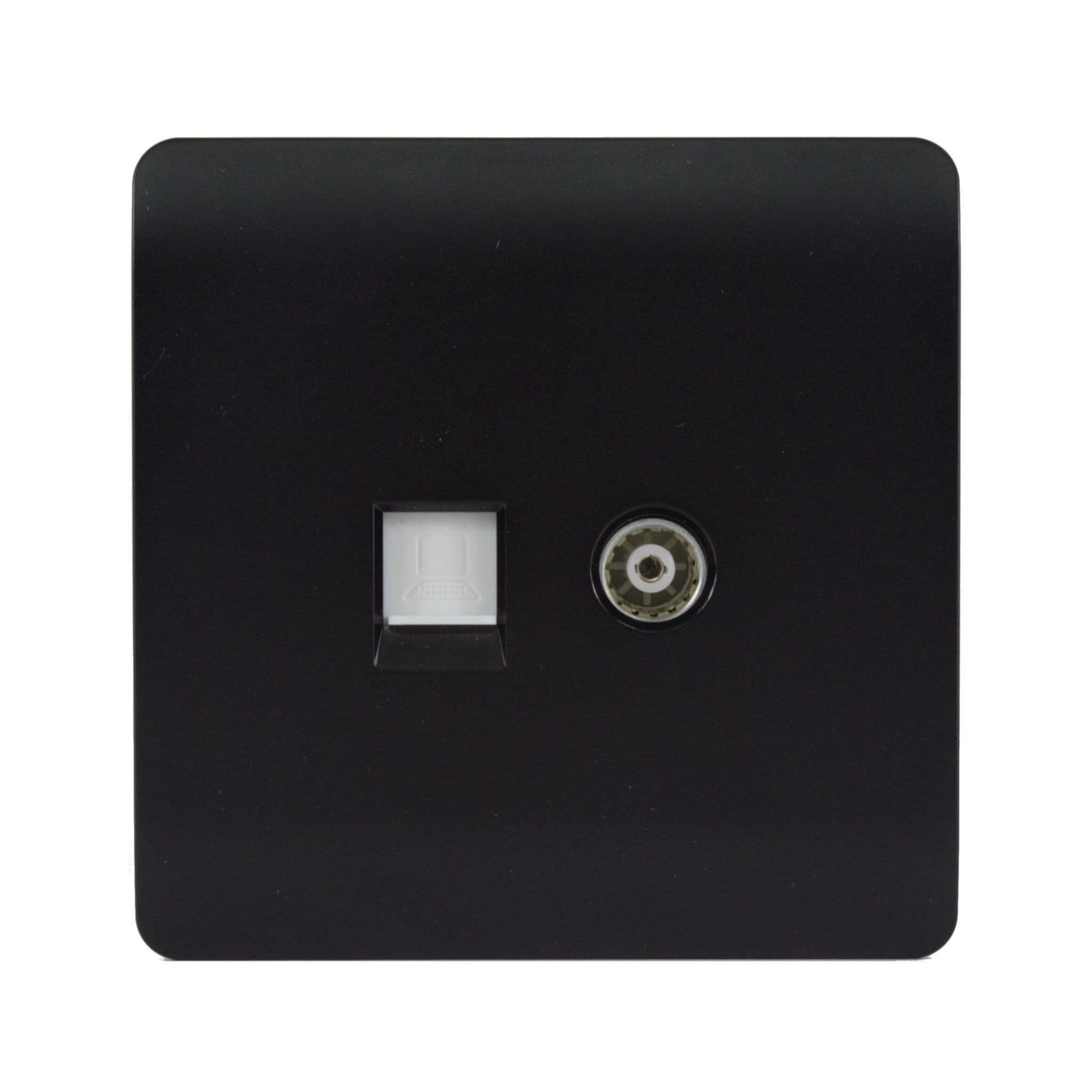 Trendi Switch 2 Gang TV Co-Axial & RJ45 Cat 6 Modern Designer PC ...