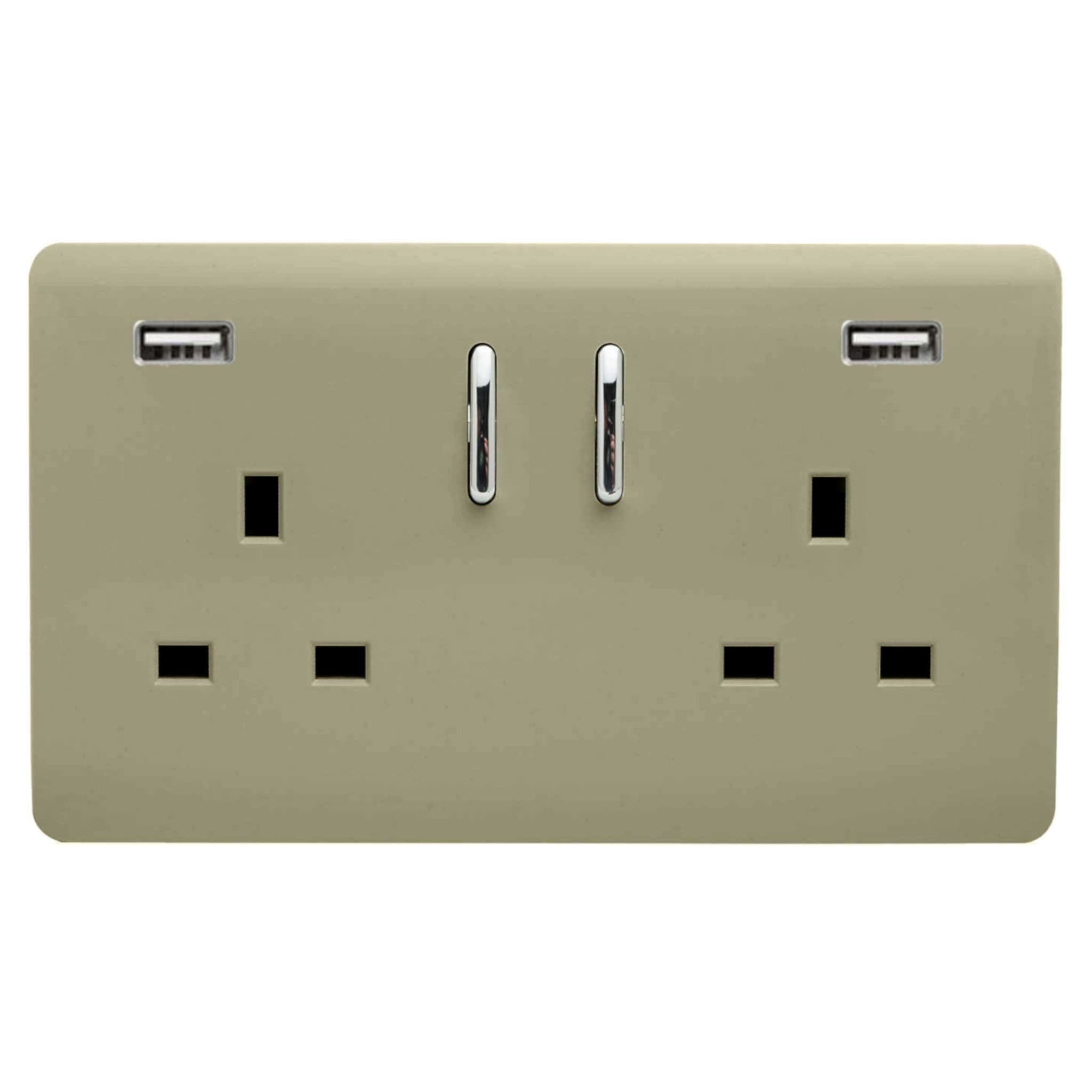 Trendi Switch 2 Gang USB 3100mA Modern Designer Plug Socket in ...