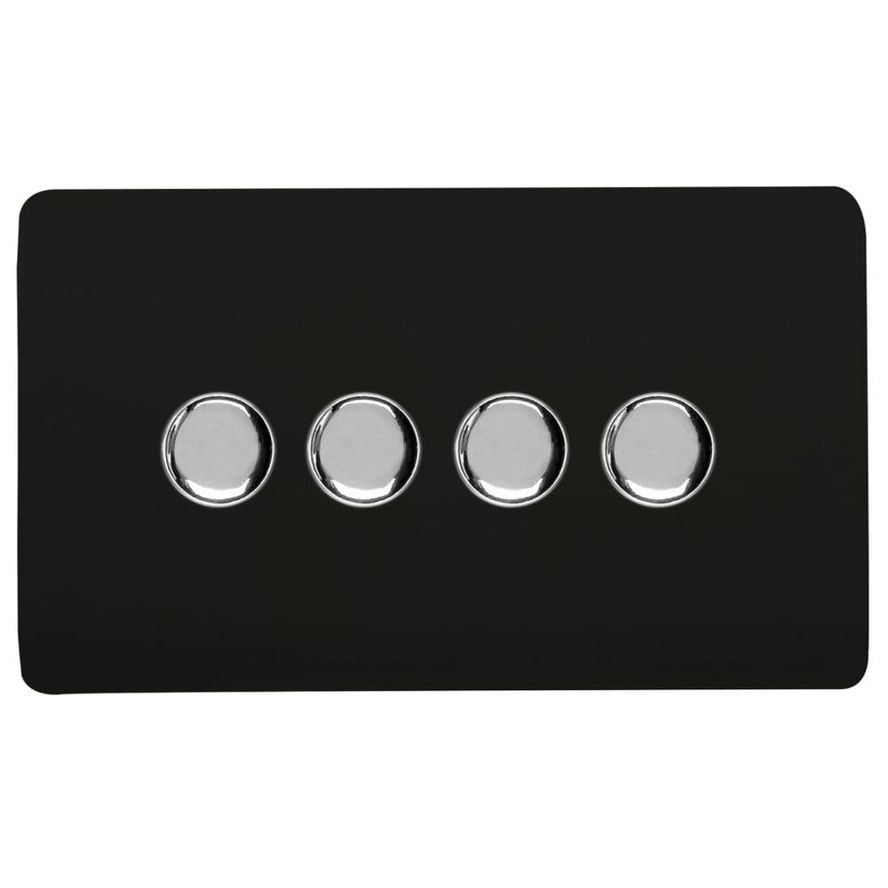 Trendi Switch 4 Gang 1 or 2 way 150w Rotary LED Dimmer Modern Designer ...
