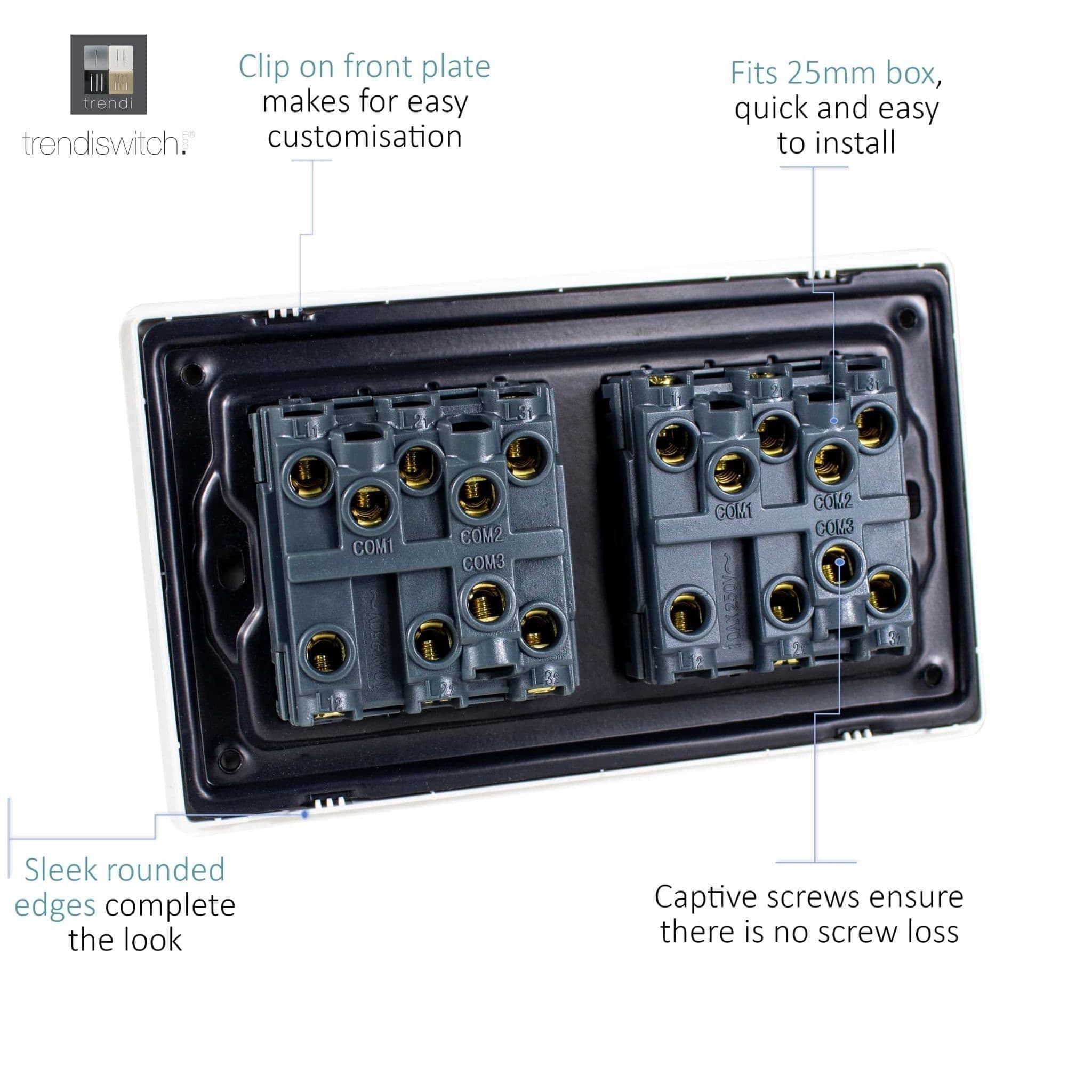 Trendi Switch 6 Gang 1 or 2 Way Modern Designer Light Switch in Dark ...