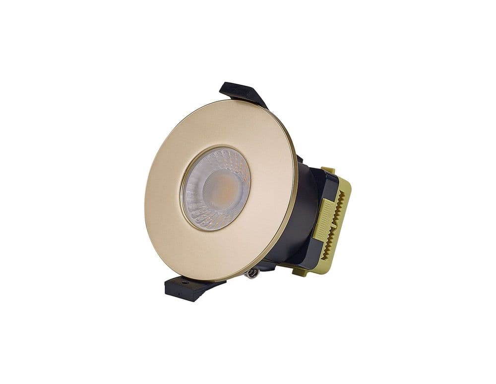 Trendi Switch Dimmable IP65 CCT LED Fire Rated Downlight in Champagne Gold