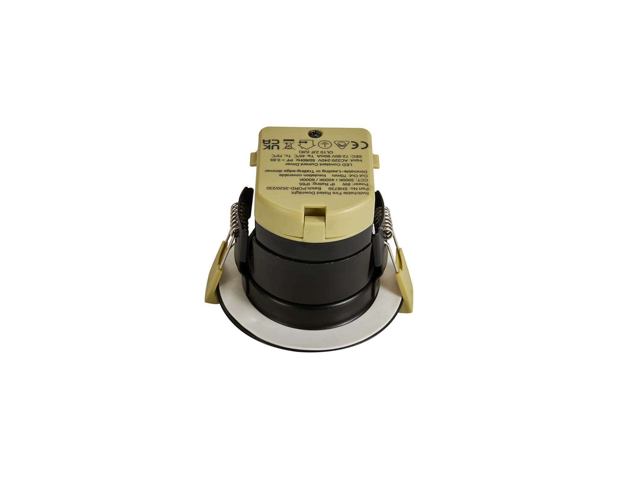 Trendi Switch Dimmable IP65 CCT LED Fire Rated Downlight in Cool Grey