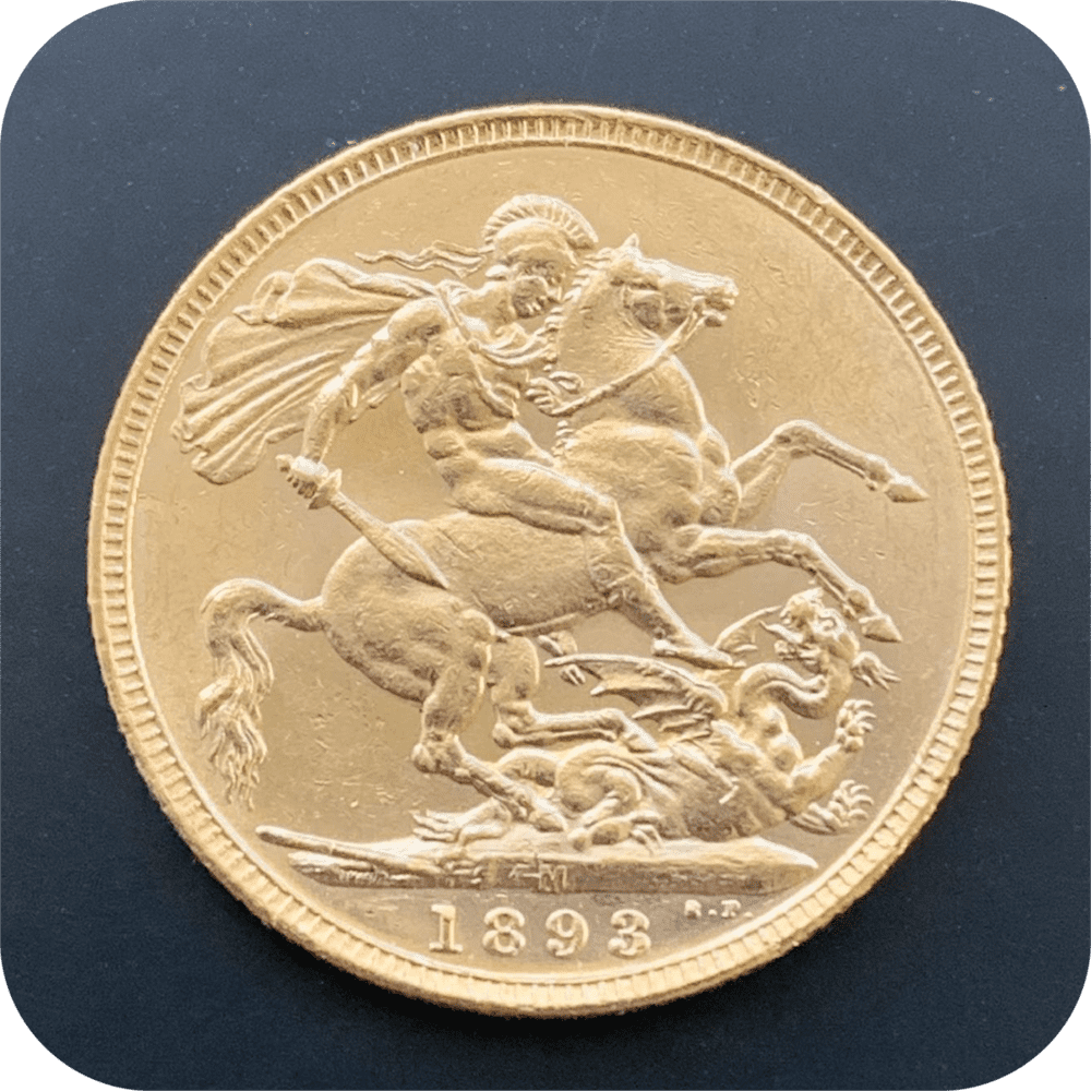 1893 Gold Sovereign Veiled Head