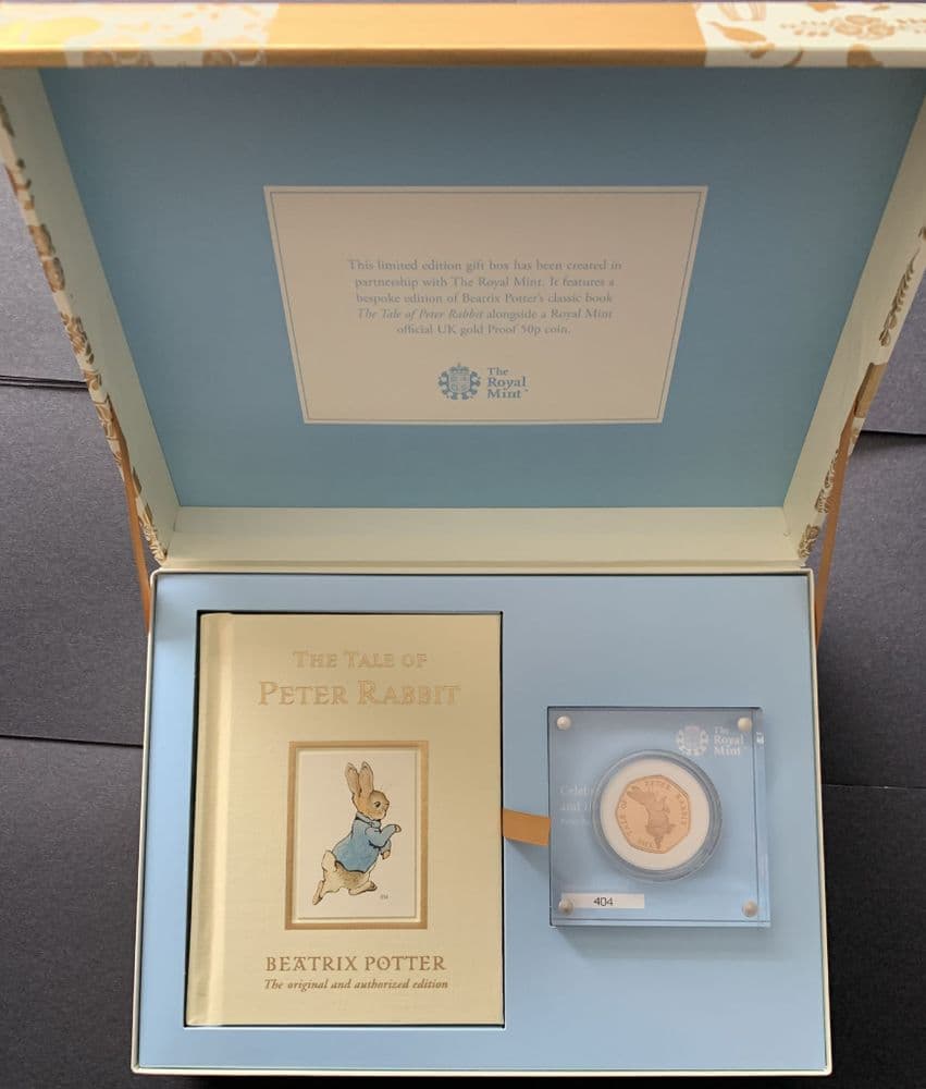 2017 Peter Rabbit UK 50p Gold Proof Coin & Book Set