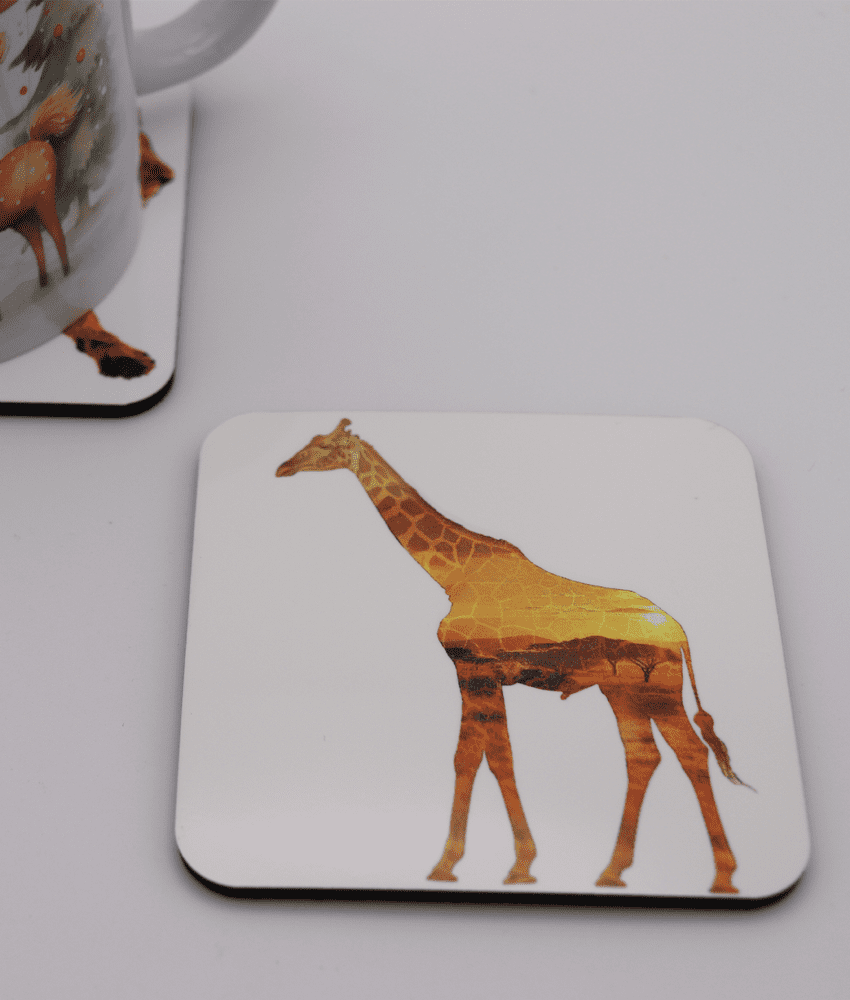 Giraffe Habitat Exposure Coaster - Stunning Double Exposure Design ...