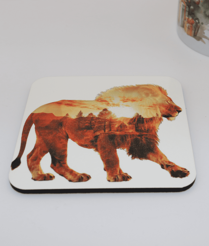 Lion Habitat Exposure Coaster - Stunning Double Exposure Design | Made ...