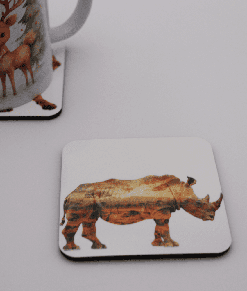 Rhino Habitat Exposure Coaster - Stunning Double Exposure Design | Made ...