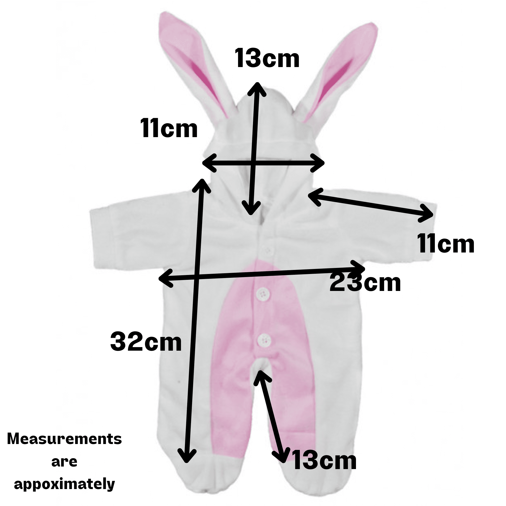 16 inch Bunny Rabbit Onesie Teddy Bear Clothes