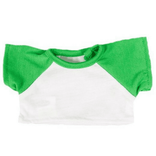 8 inch White T Shirt with Green Sleeves Teddy Bear Clothes