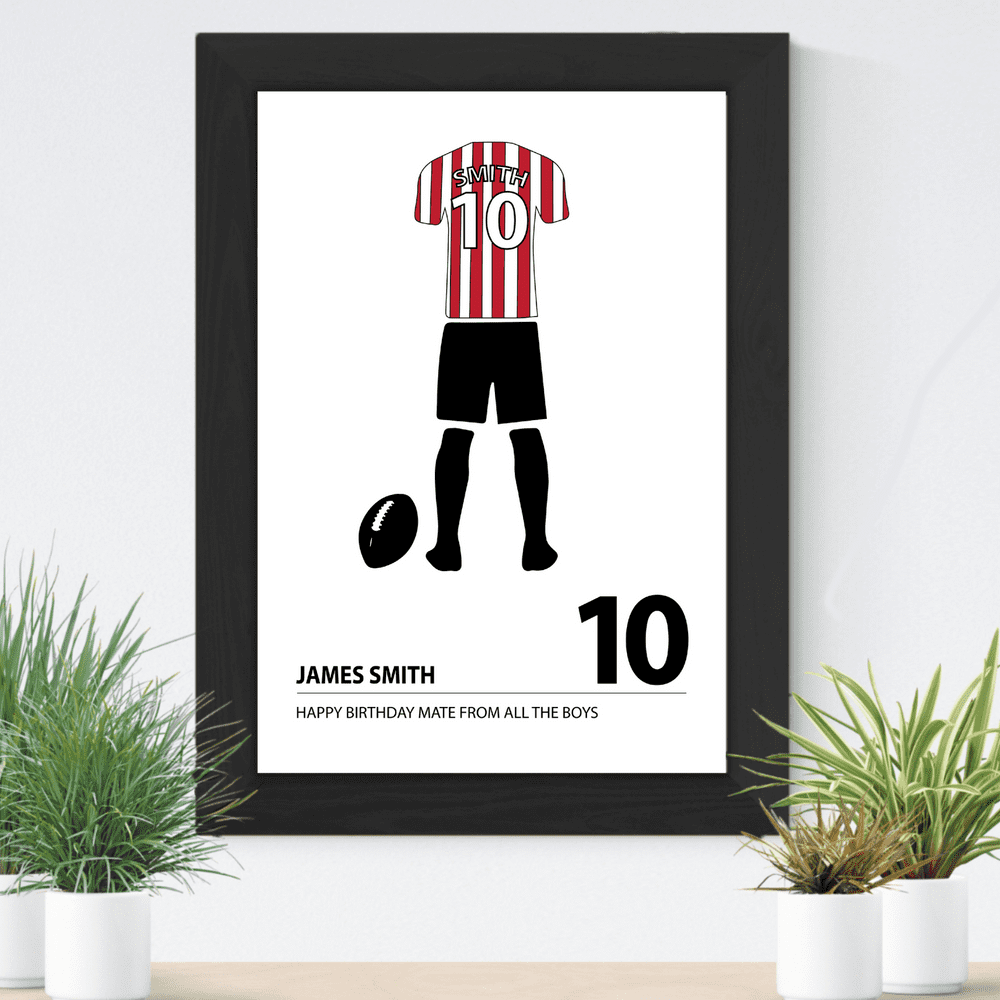 Personalised Rugby Kit Print & x28;Hoops and Stripes& x29;